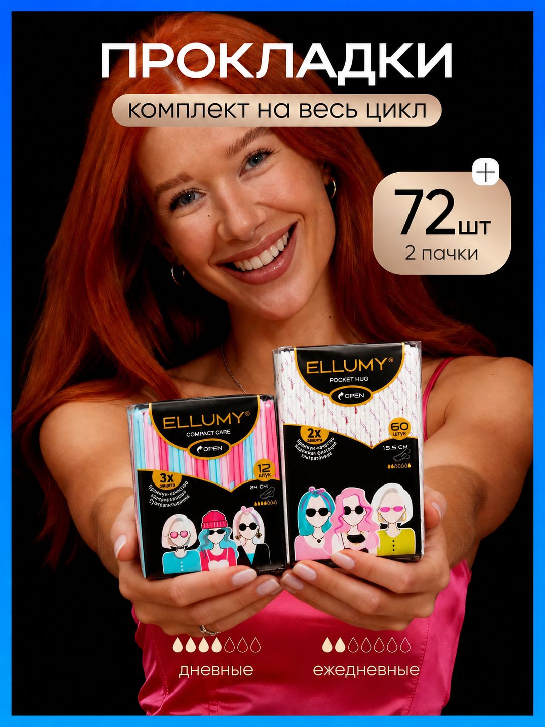 Гигиенические прокладки комплект ELLUMY 72 шт