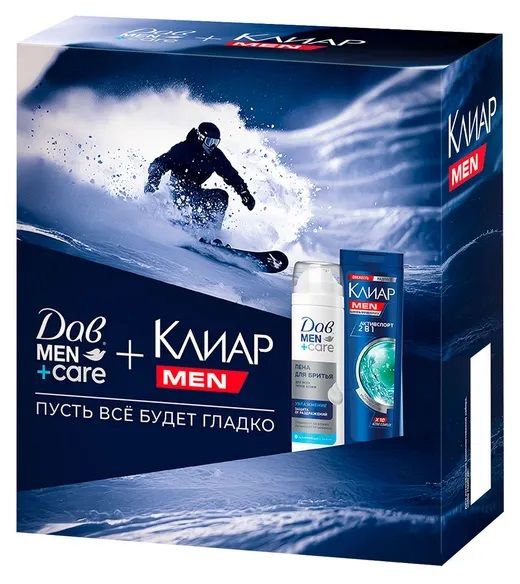 Дав Подарочный набор мужской Men Care+Клиар: Пена для бритья, 200 мл+Шампунь, 200 мл