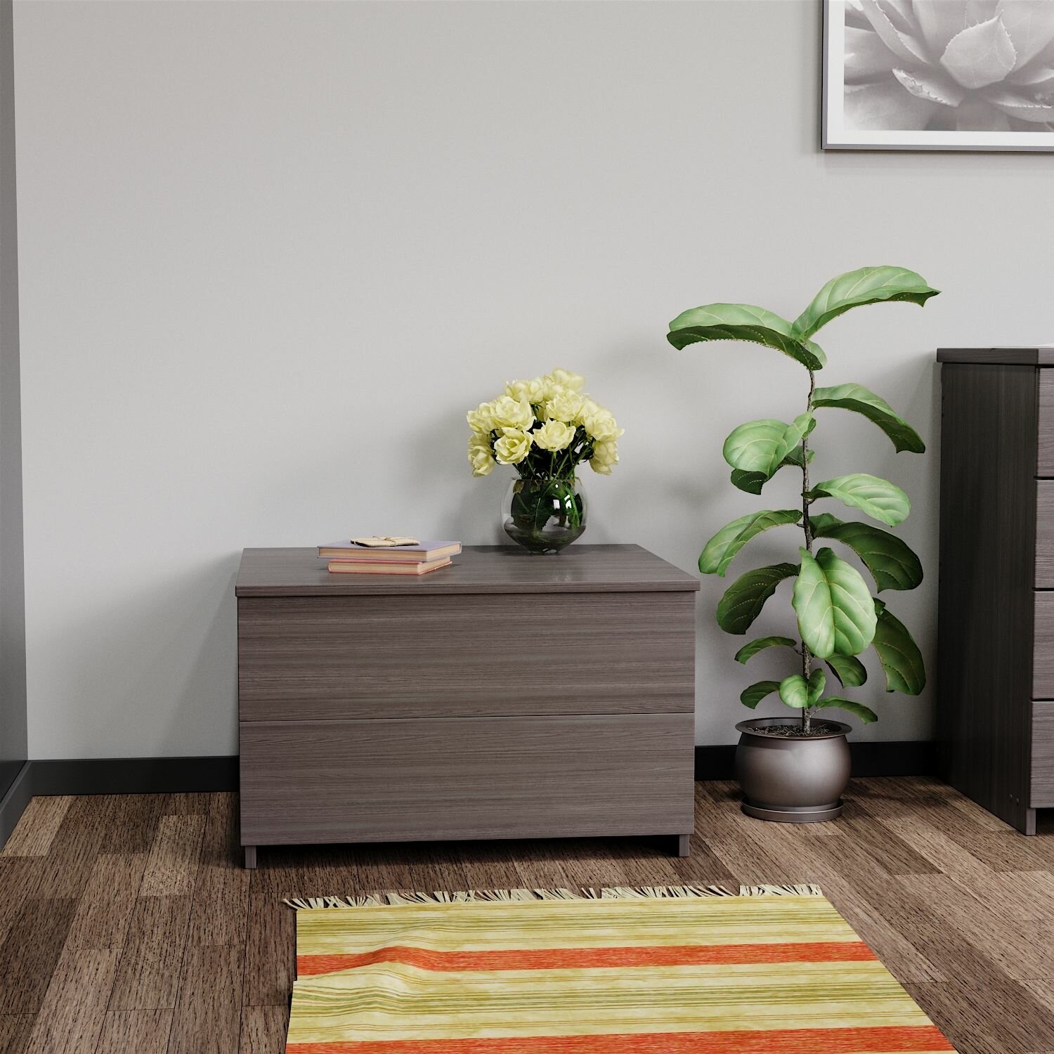 Комод для одежды и вещей Ясень темный с 2 ящиками domokomod 66*50*41