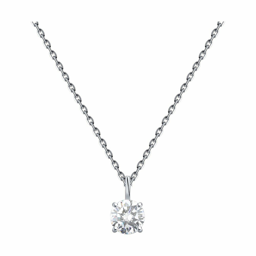 Колье, белое золото, 585 проба, бриллиант выращенный