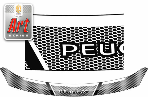 Дефлектор капота Peugeot 408 седан 2012 2017 Серия "Art" белая САпластик