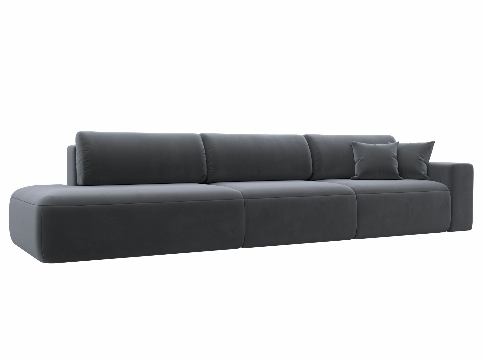 Диван прямой Лига-036 Модерн Лонг подлокотник справа, Велюр, Модель 121361