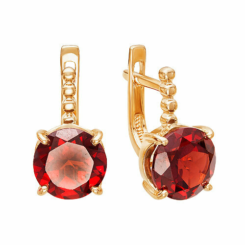 Серьги, золото, 585 проба, гранат