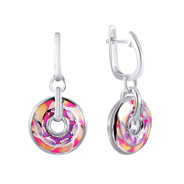 Серьги, серебро, 925 проба, эмаль