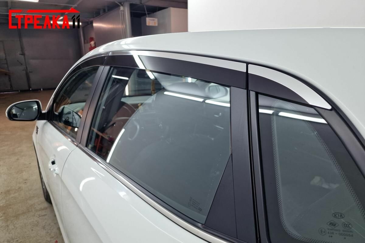 KIA RIO 2012-2017 - 2D Дефлекторы окон с хром полосой