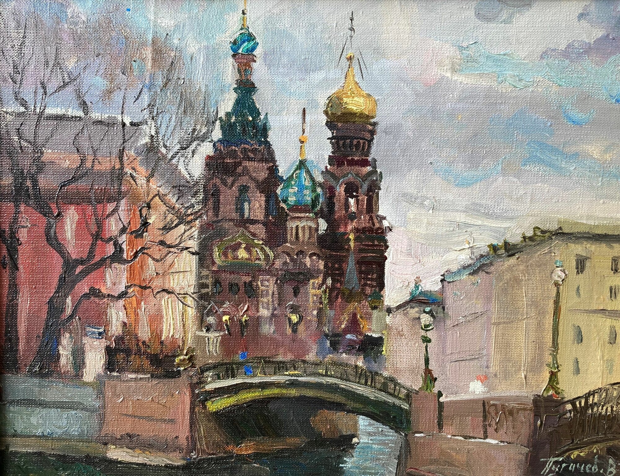 Картина авторская "Храм Спаса на крови",39х30см, холст/масло