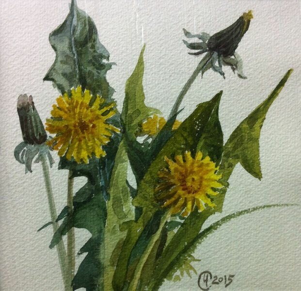 ART-Salon at Oktyabrskaya "Одуванчик" 16,5х16 см, бумага, акварель; ручная работа. Оформлена в паспарту