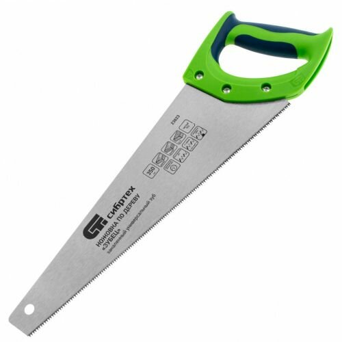 Сибртех Ножовка по дереву "Зубец", 350 мм, 11 TPI, зуб 2D, калёный зуб, 2-х компонентная рукоятка, , 23823
