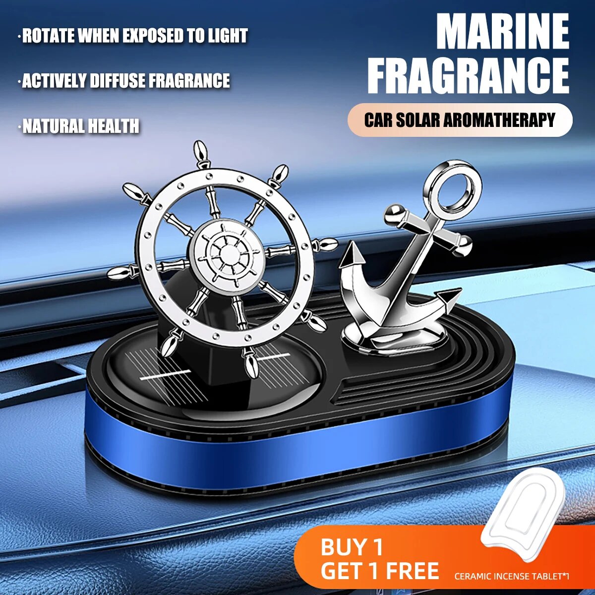 Освежитель воздуха для салона автомобиля, на солнечной батарее Marine fragrance