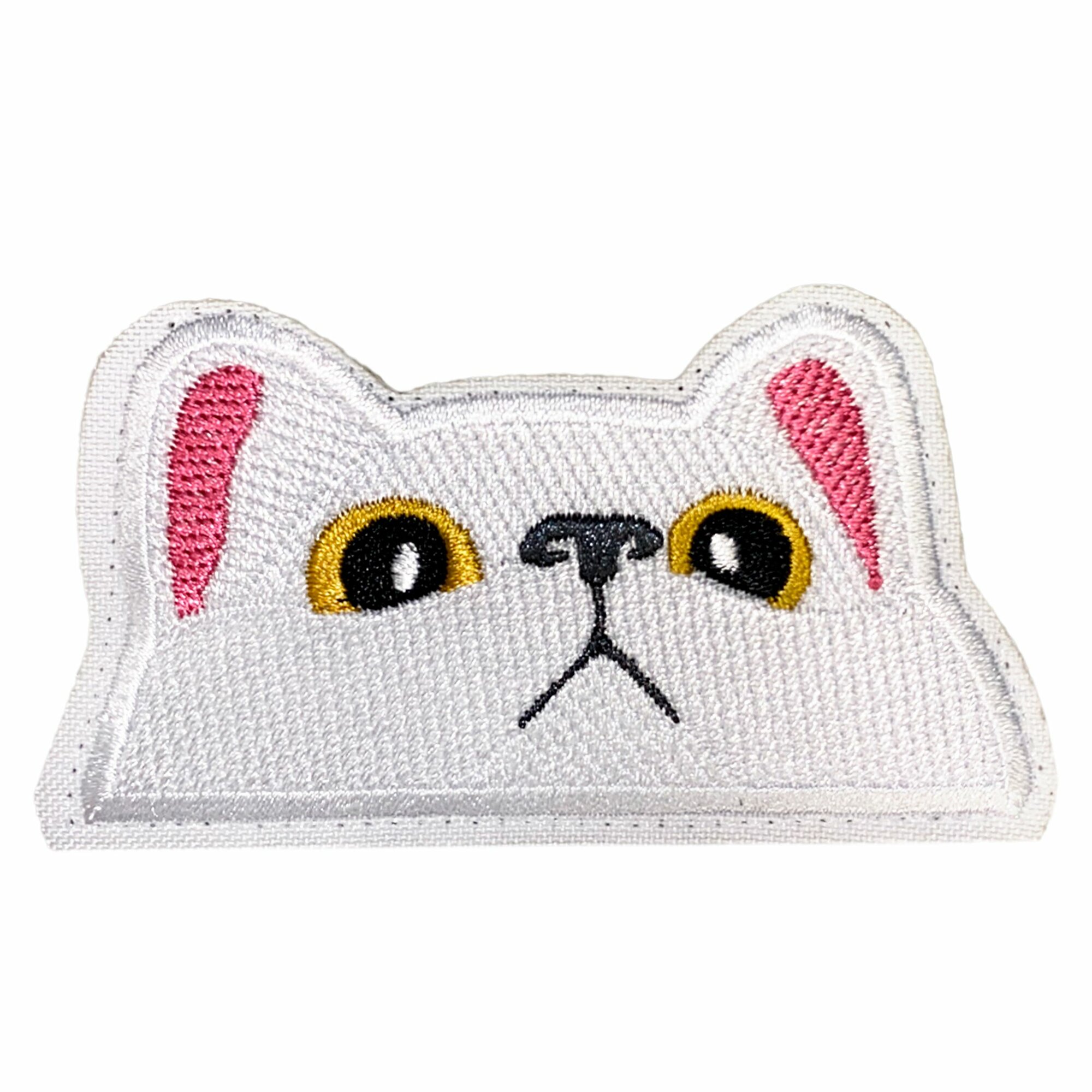 Нашивка, шеврон, патч (patch) на липучке Кот снизу белый, размер 4,8*8,8 см