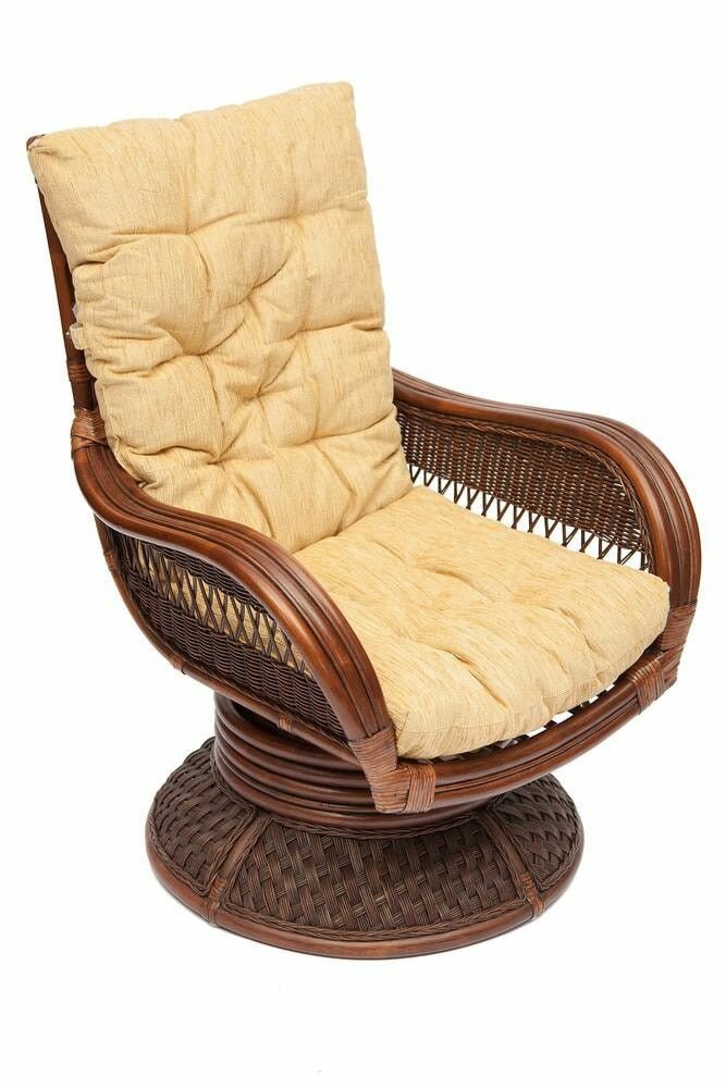 Кресло-качалка ANDREA Relax Medium Washed TetChair бежевый, ткань, дерево, мягкое сиденье, с подлокотниками