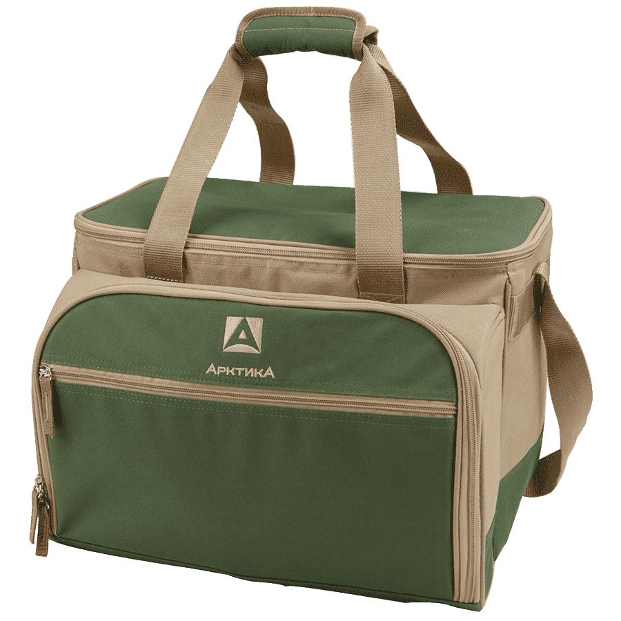 Сумка-холодильник Арктика с набором посуды на 6 чел (22л) зеленая 4100-6