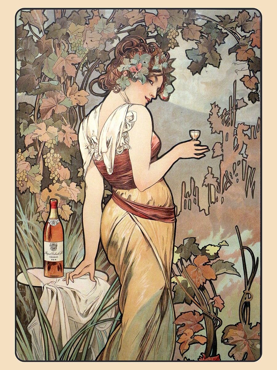 Постер А3. Альфонс Муха. Коньяк Бисквит.