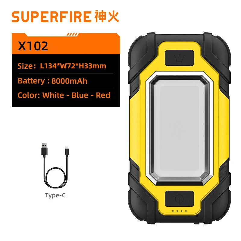 SUPERFIRE X102 Портативный светодиодный фонарь X102 - Yellow