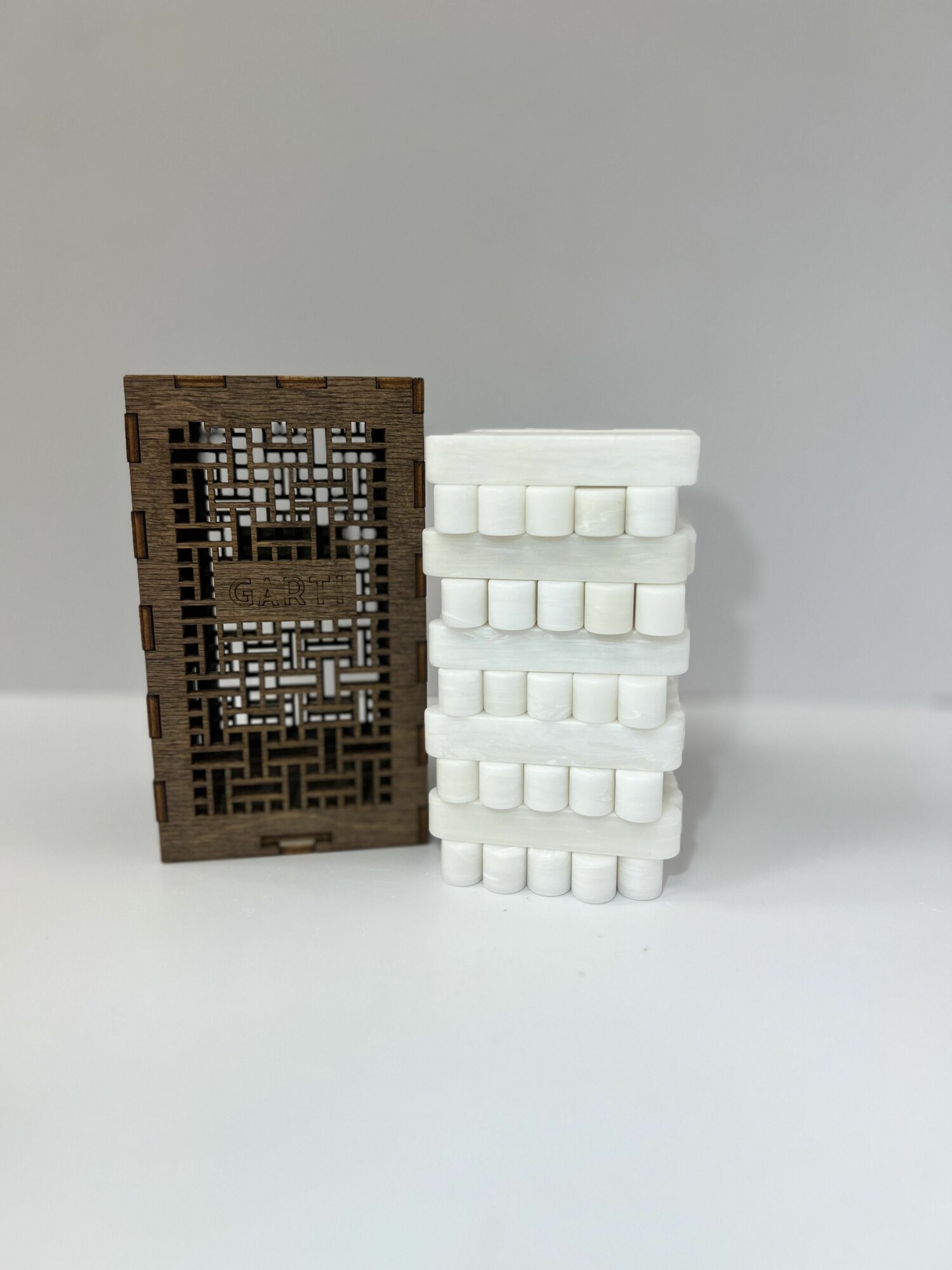 Игра Jenga падающая башня от Garti настольная игра дженга цвет мрамор, молочный