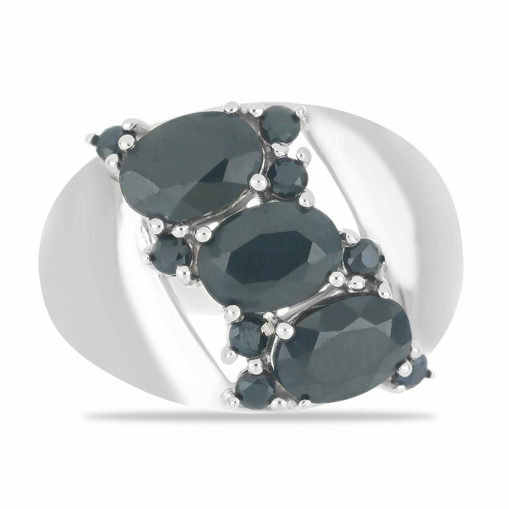 Кольцо, серебро, 925 проба, родирование, сапфир