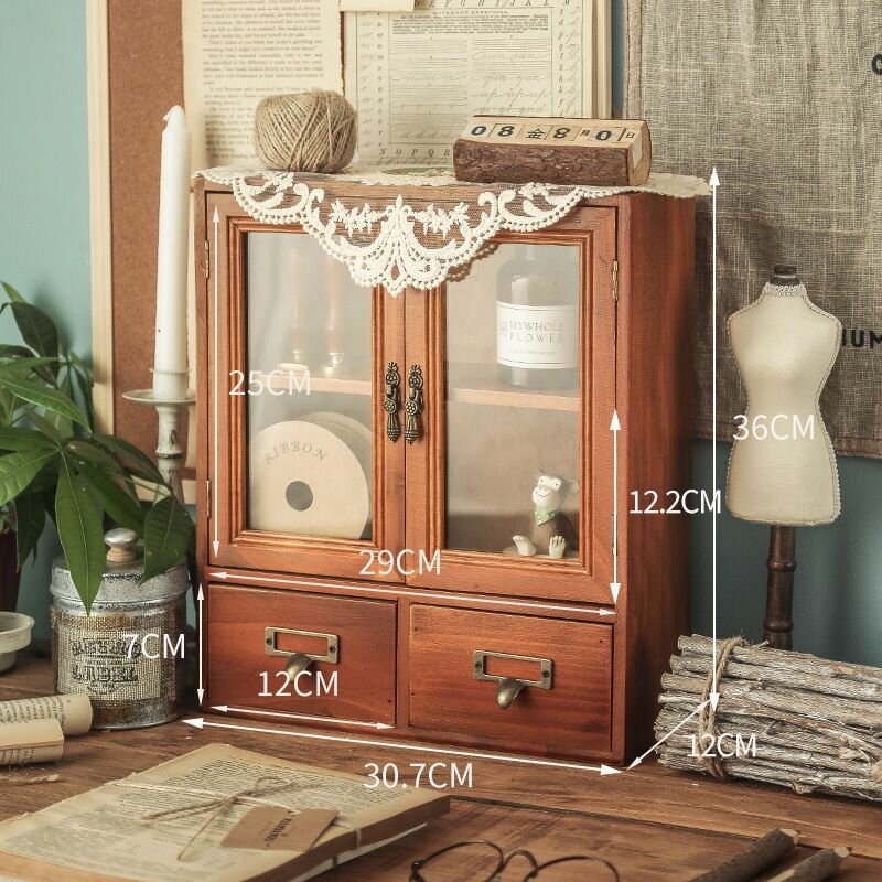 Органайзер для косметики деревянный "Retro", Настольный ящик для хранения вещей, для хранения мелочей и канцелярии, Шкаф для приема кухонных стаканов, ящик ретро, винтаж