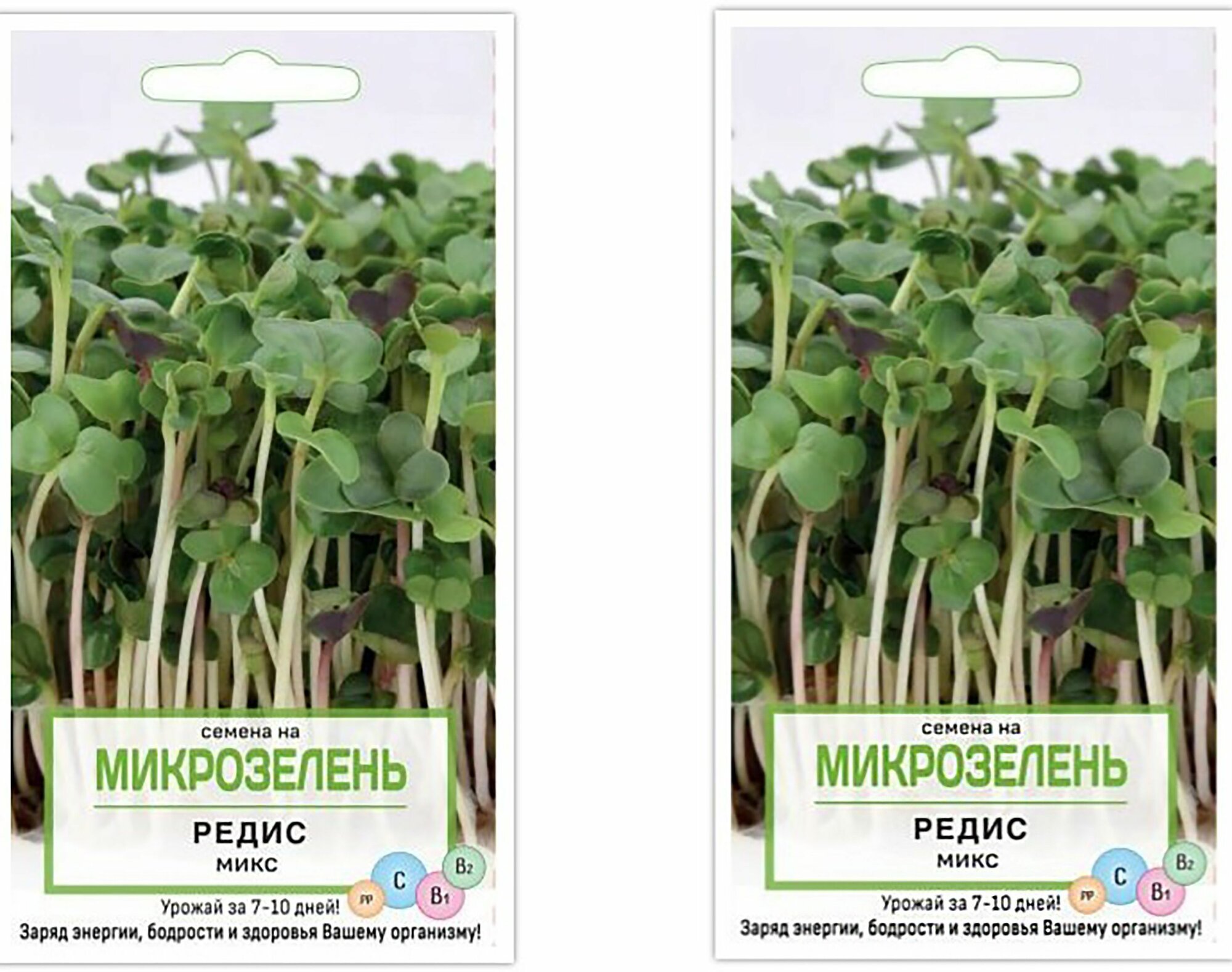 Семена Микрозелень "Редис" микс, 2 упаковки, подходит в качестве добавки к овощным салатам, является источником витаминов и микроэлементов