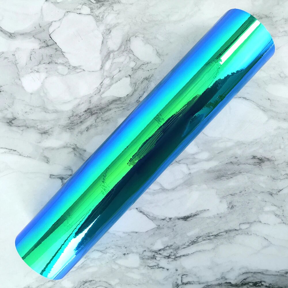 Голографическая радужная градиентная декоративная пленка CHEONET 30x100 Изумрудный, 30cmx15cm, COL09