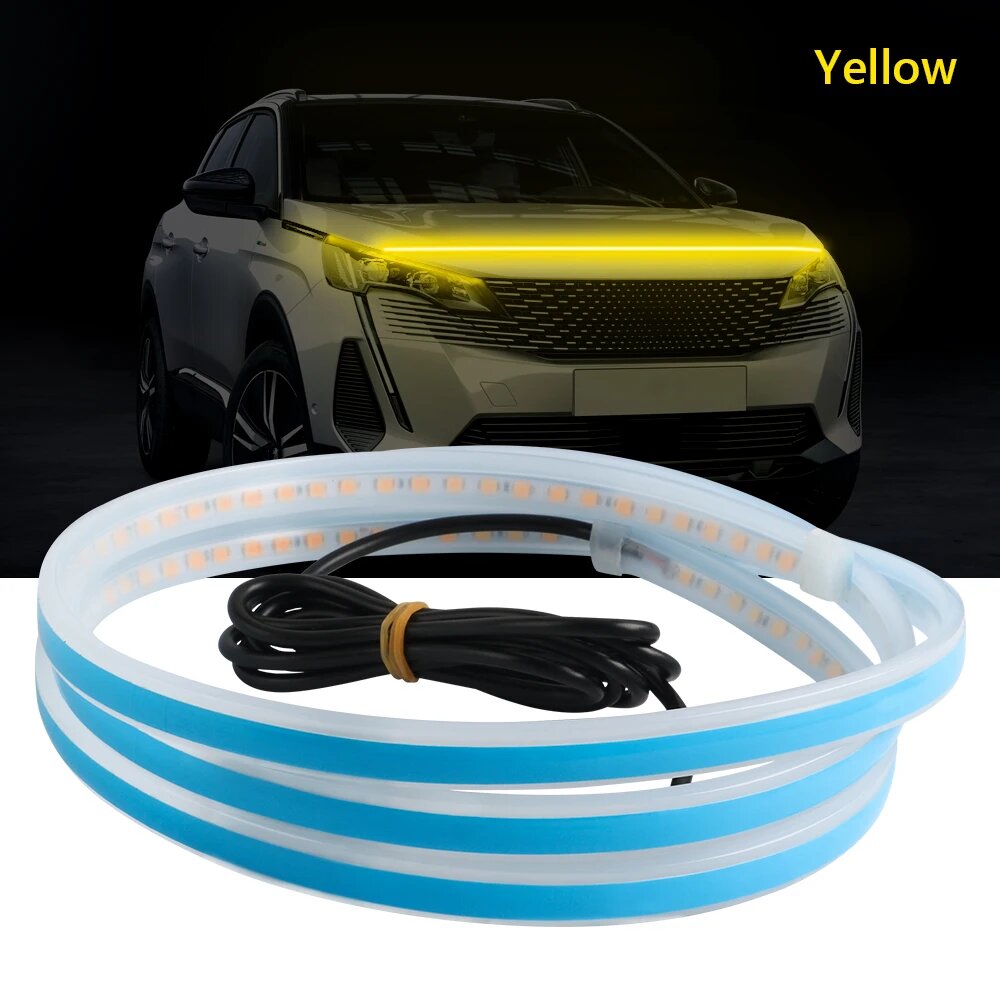 Желтая LED лента для капота авто, 180cm, 12V
