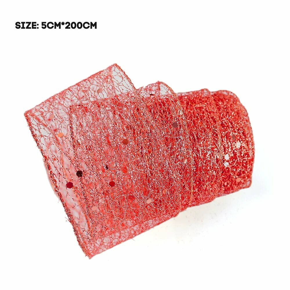 Рождественская лента 2 м, красный, спандекс/полиэстер Red-1roll