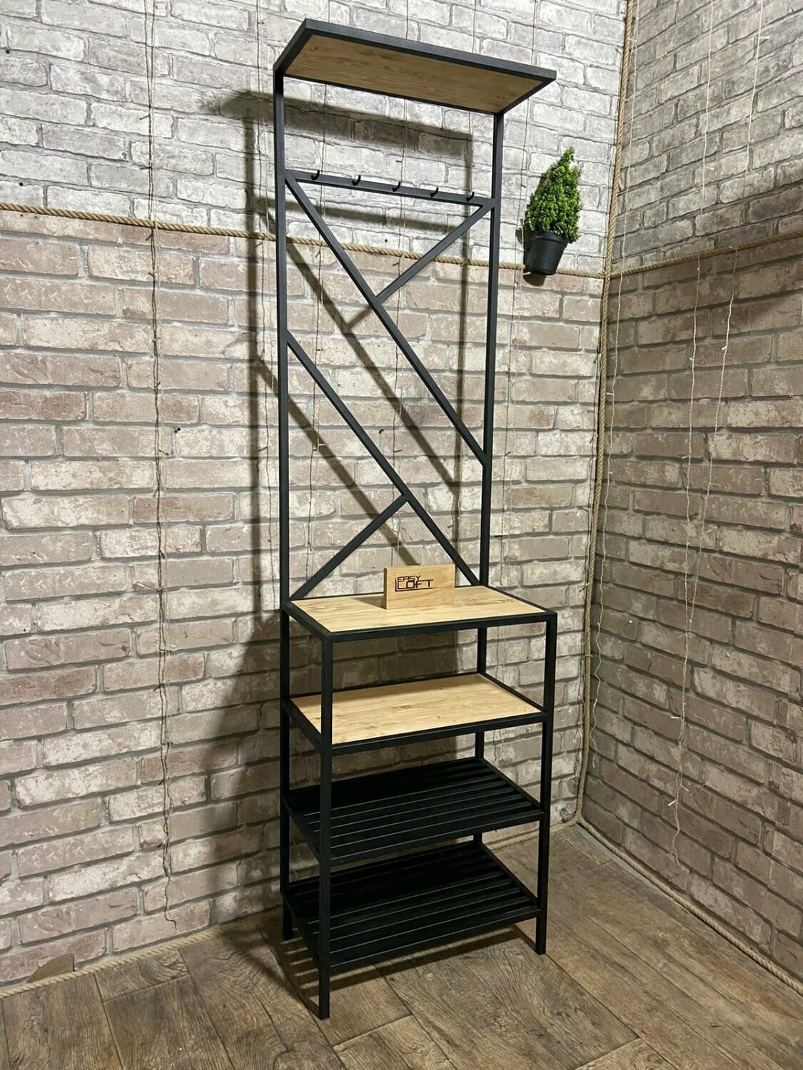 Гардеробная "EasyLOFT" в стиле лофт, вешалка, для дома и дачи, в прихожую, 60х35х205 см.