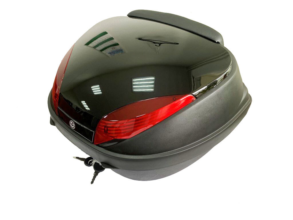 Кофр багажный мото задний CIGNA E-63 42л, черный, крышка глянцевая, со спинкой