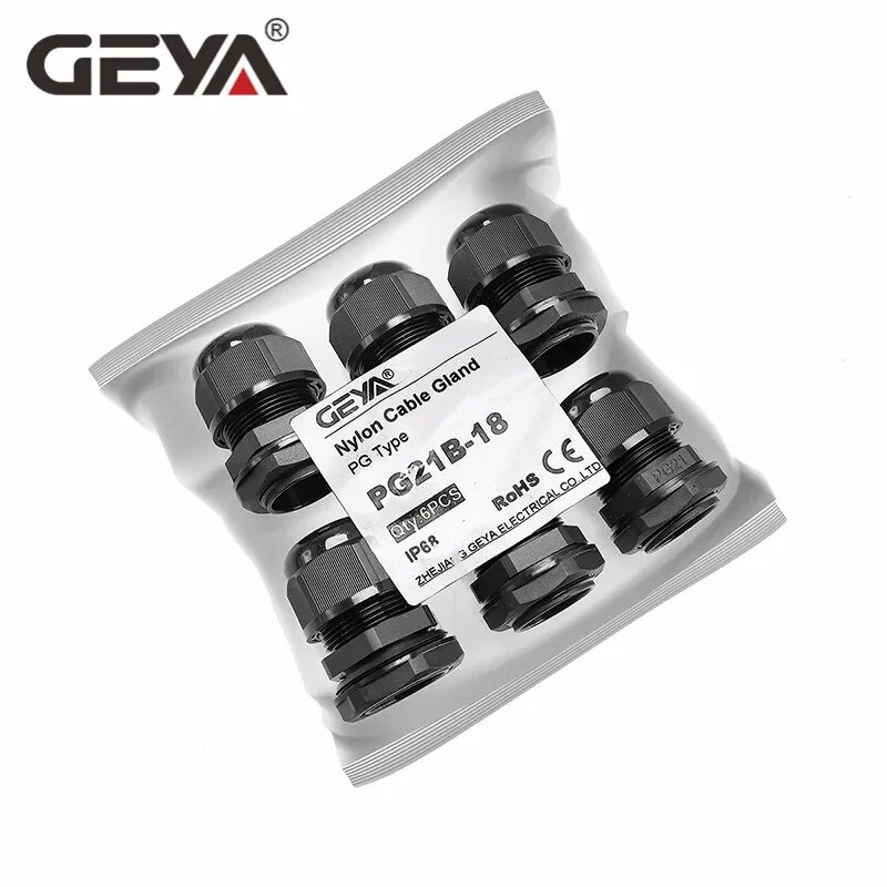 GEYA Водонепроницаемый кабельный ввод PG7 черный нейлон PG21 Black 6PCS