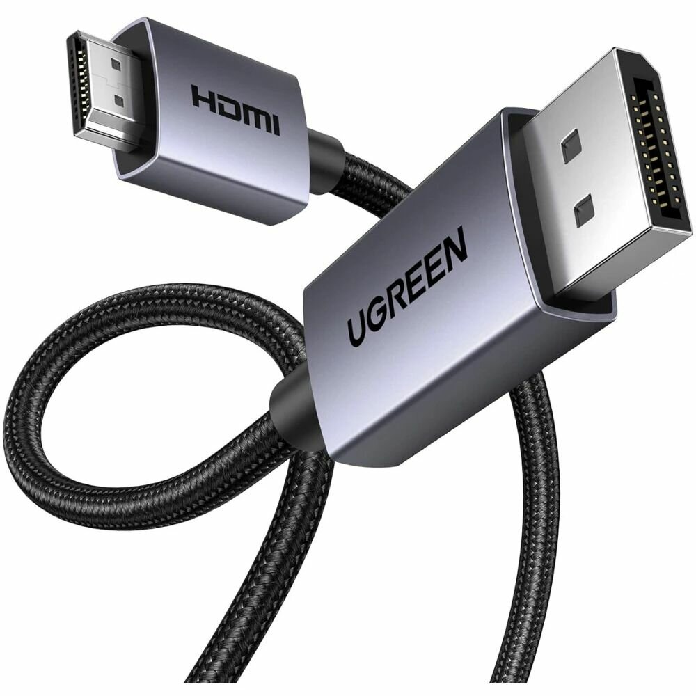 Кабель UGREEN DP125 (35845) DP Male To HDMI Male Cable 4K@30Hz. Длина: 5м. Цвет: черный/серый.