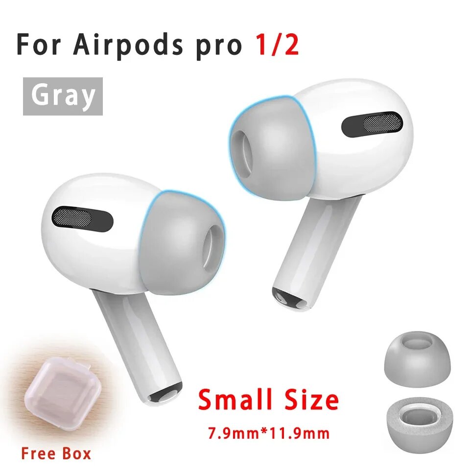Амбушюры из пены с эффектом памяти для AirPods Pro 2 OnePlus S/M/L 2 Pairs, S Size Gray