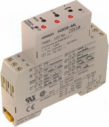 Реле OMRON H3DS-MLC Реле времени SPDT 250VАC/5А 24-230ВAC 24-48ВDC DIN 1шт