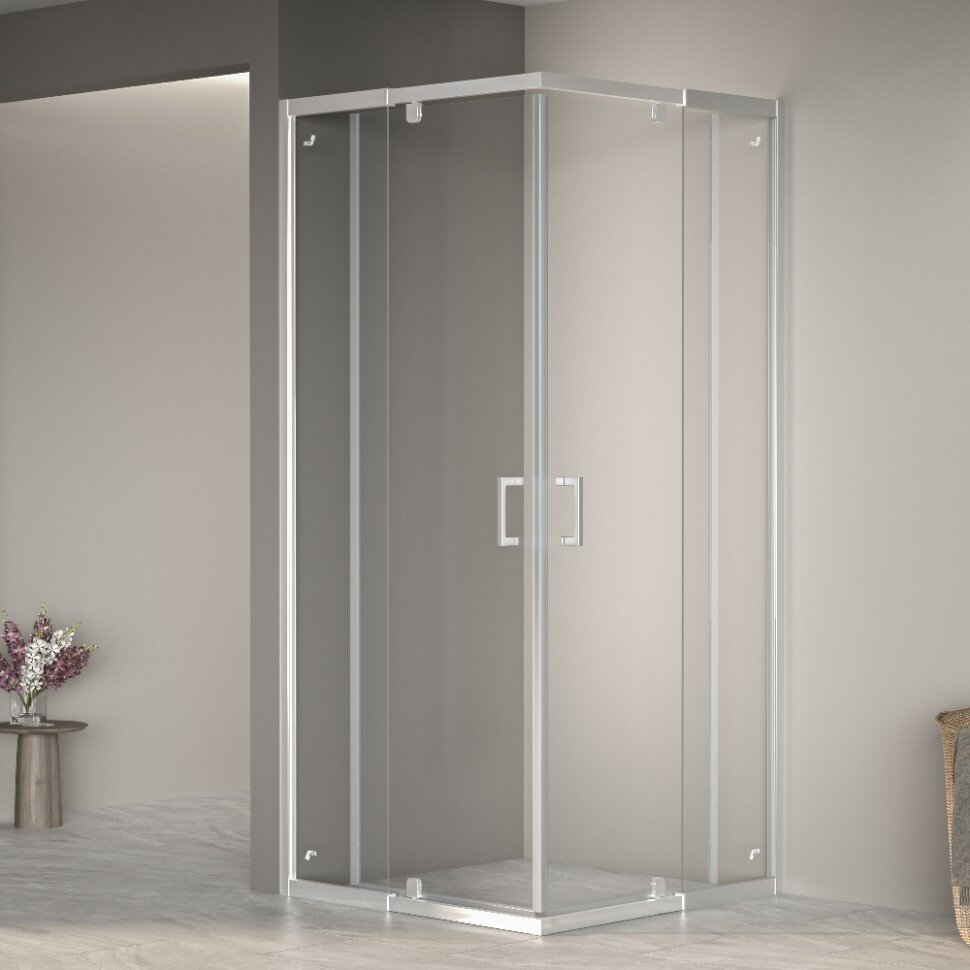 Душевой уголок RGW Passage PA-038, прозрачный, анодированный алюминий, 90х90 см