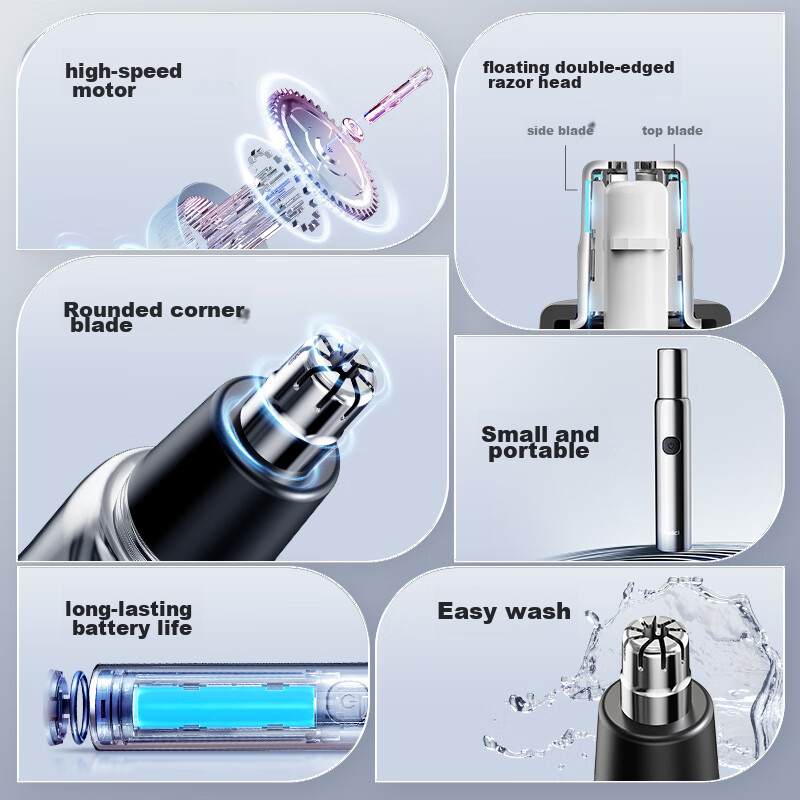 Beici H3 Electric Nose Hair Trimmer for Men, Rechargeable Hair Shaver, Nose Cleaner, Nose Hair Removal Tool, Gift, Space Silver, Birthday Present