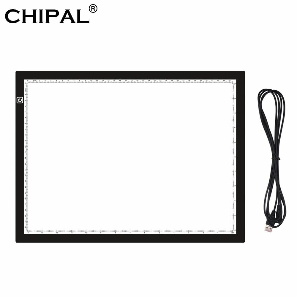 Графический Световой планшет CHIPAL маленький A3, Трехуровневая яркость, со светодиодом и шкалой, для рисования и копирования