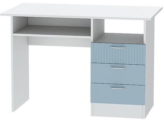 Стол письменный МДФ для детской, Белый/Антарктида (Фрезеровка Полосы)