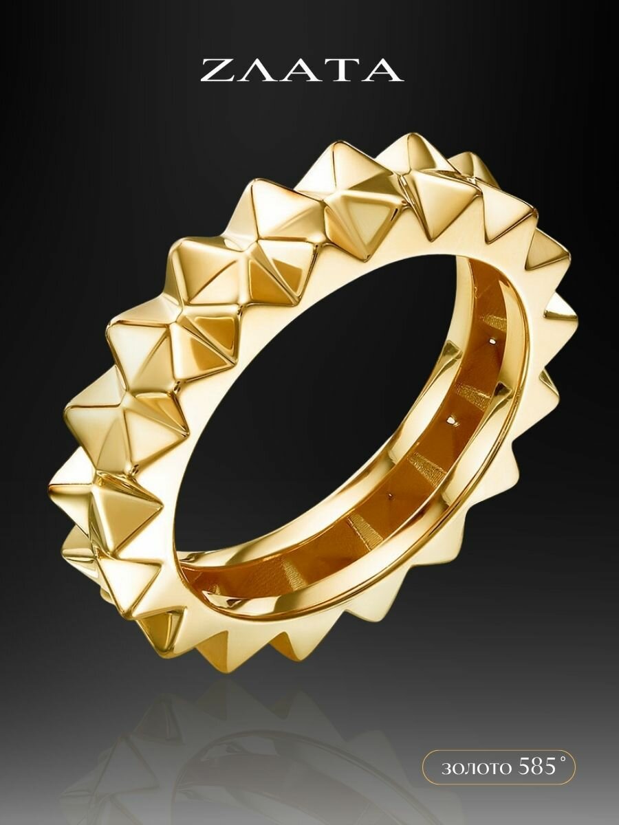 Кольцо широкое, желтое золото, 585 проба