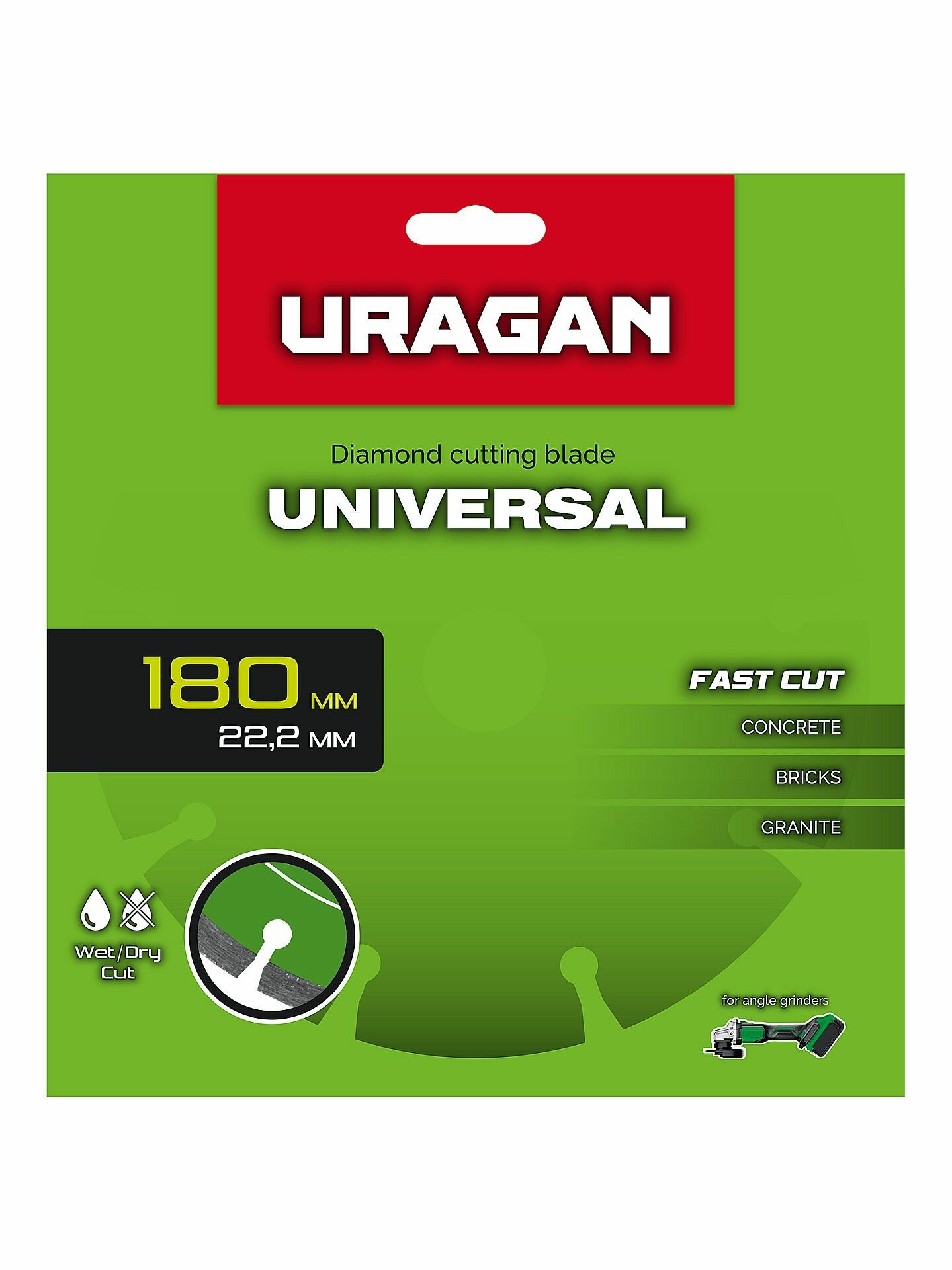 URAGAN UNIVERSAL 180 мм диск алмазный отрезной сегментный 36705-180