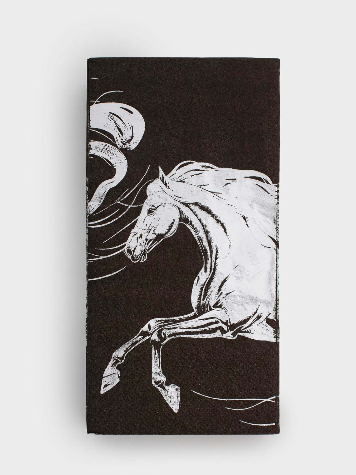 Салфетки бумажные, 33х33 см, 20 шт, прямоугольные, черные, Серая лошадь, Horse silver, Kuchenland