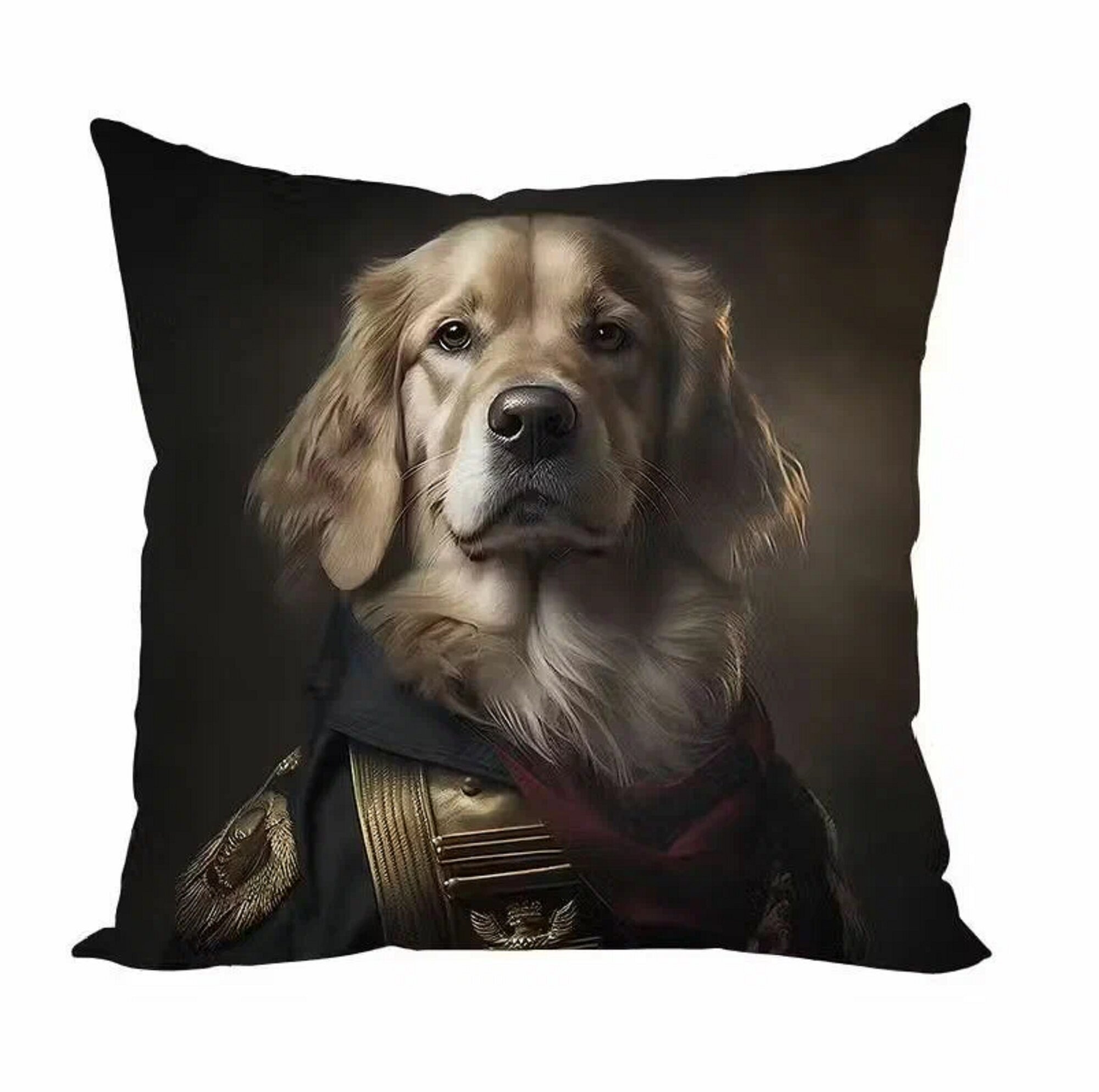 Чехол для подушки Золотистый Ретривер Генералы 40х40 велюр