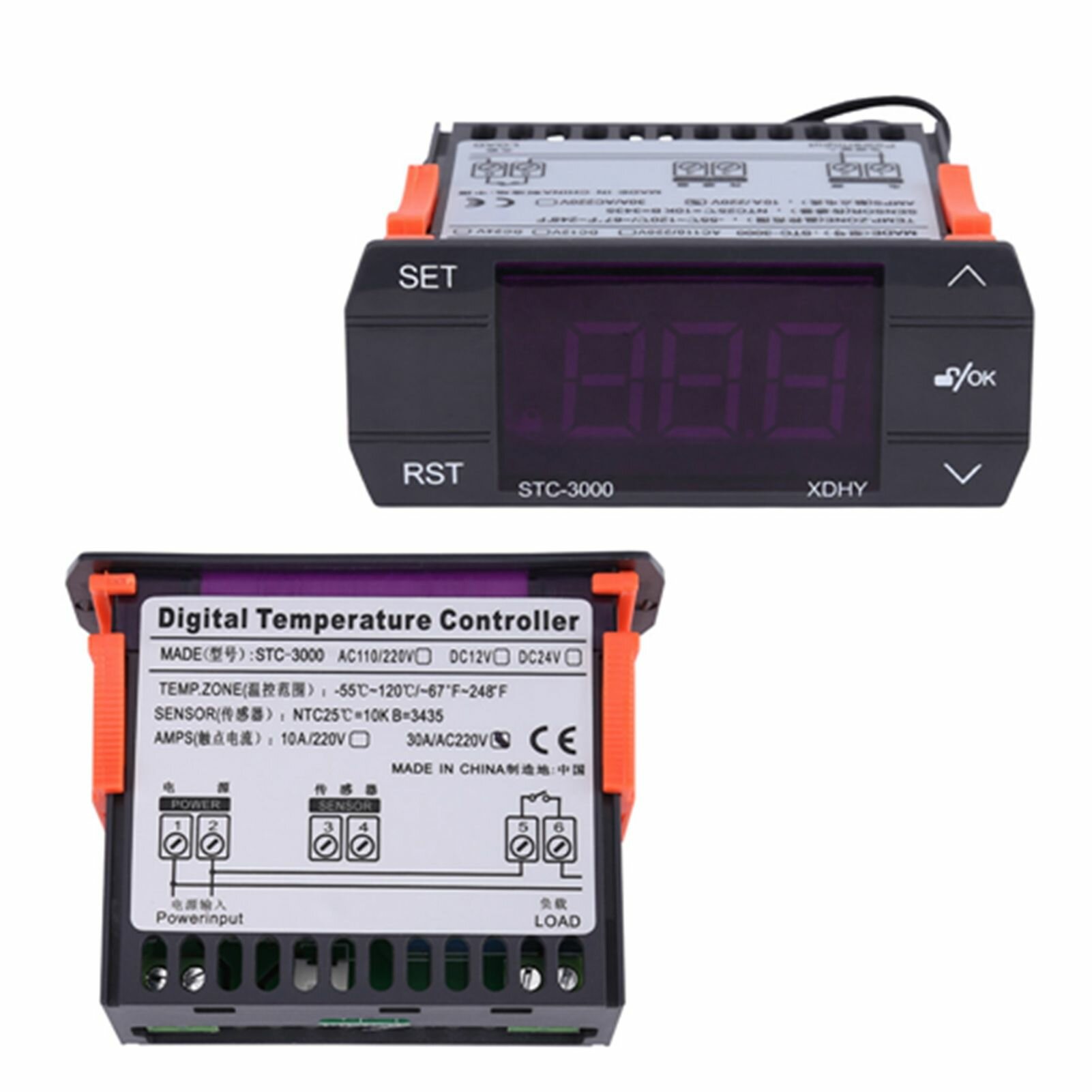 STC-3000 220 В сенсорный цифровой термостат с датчиком температуры (30 А)