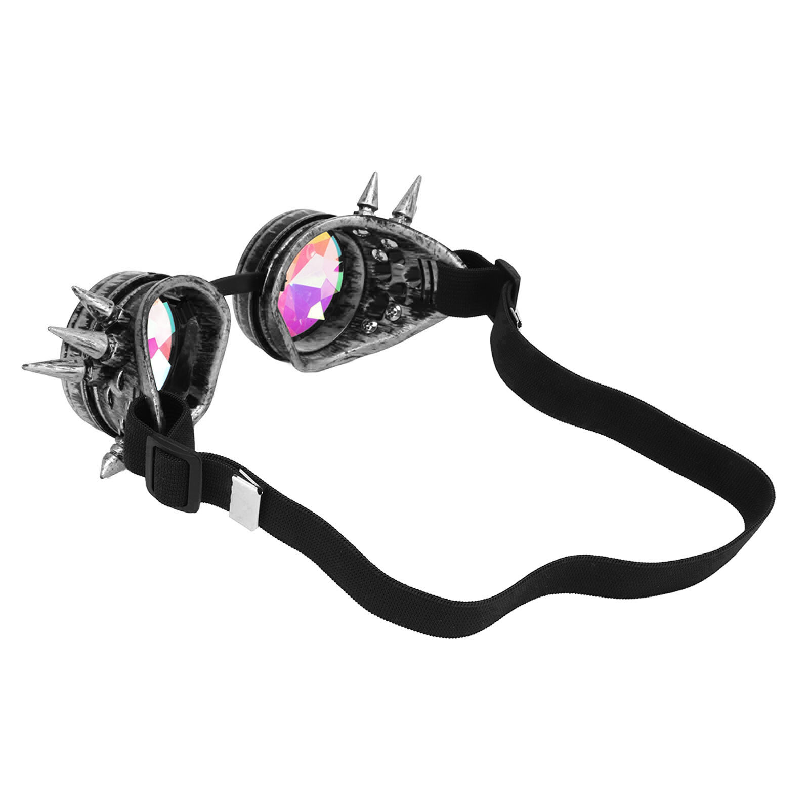 Хэллоуин-калейдоскоп Rave очки радужные хрустальные линзы регулируемые триповые психоделические очки в стиле стимпанк античное серебро