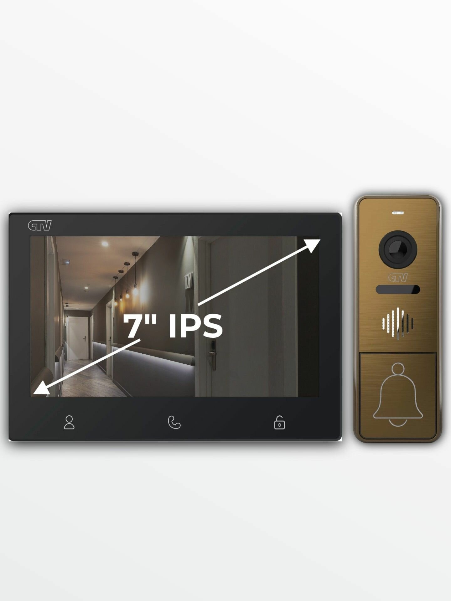 Комплект видеодомофон для квартиры: аналоговый монитор 7" CTV-M3712 Astra + вызывная панель CTV-D4005, для дома или офиса, удаленное открытие замка, подключение к подъездному домофону