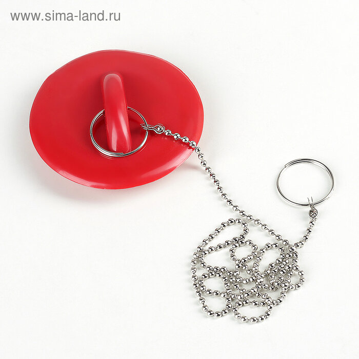 Пробка для ванны, d=6 см (внутренний d=4.5 см), цепочка 55 см, микс, 2 шт.