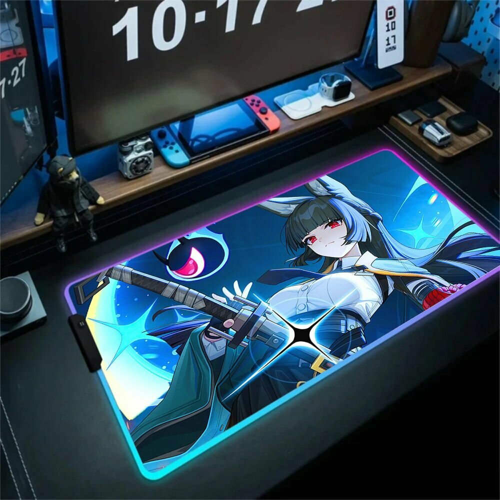 Zenless Zone Zero Коврик для мышки, XXL, голубой, черный матовый игровой большой матовый