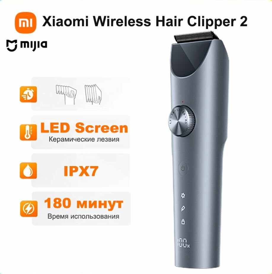 Машинка для стрижки Xiaomi Mijia Wireless Hair Clipper 2 MJGHHC2LF серый металлик