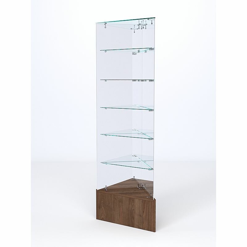 Витрина стеклянная "истра" угловая №611-У трехгранная (без дверок, бока - зеркало), Орех