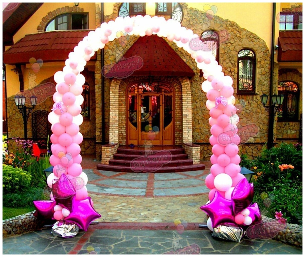 Арка из воздушных шаров на звёздных стойках