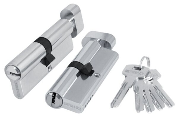 Цилиндровый механизм (200 ZM/120) 2000ZMKnob120(55+10+55) CP хром 5Key с вертушкой