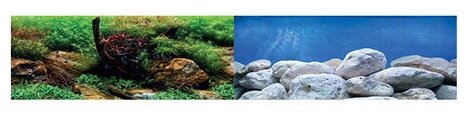 Аквариумный фон плотный двухсторонний Barbus Водный сад/Яркие камни 30 см/62 см Background 016 (1 шт)