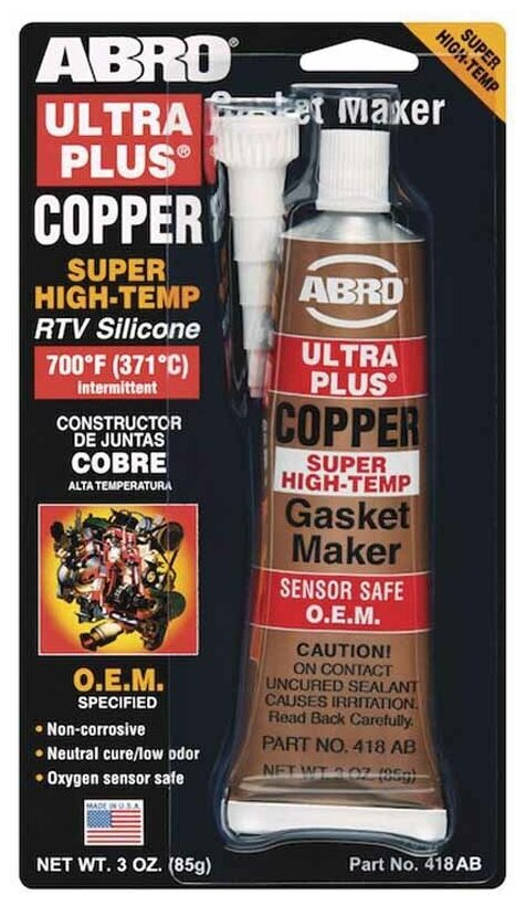 Герметик прокладок Abro "OEM", сверхвысокотемпературный, цвет: медный